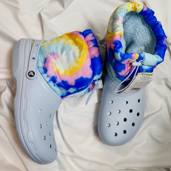 CROCS | Shoes | Crocs Classic Lined Neo Puff Tie Dye Boots Mens Size 3 ...